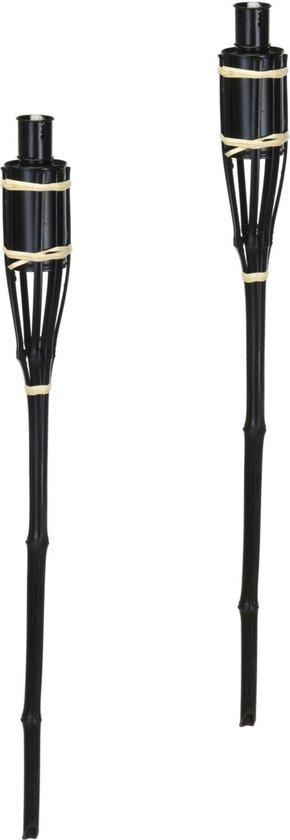 Pro Garden Tuinfakkels voor lampenolie - 2x stuks - zwart - bamboe hout ...