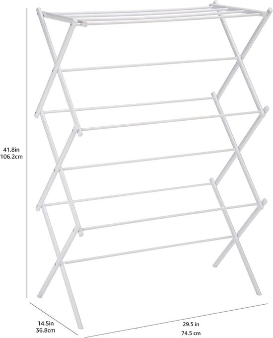Inklapbaar wasrek - wit - Basics folding wall laundry rack | bol