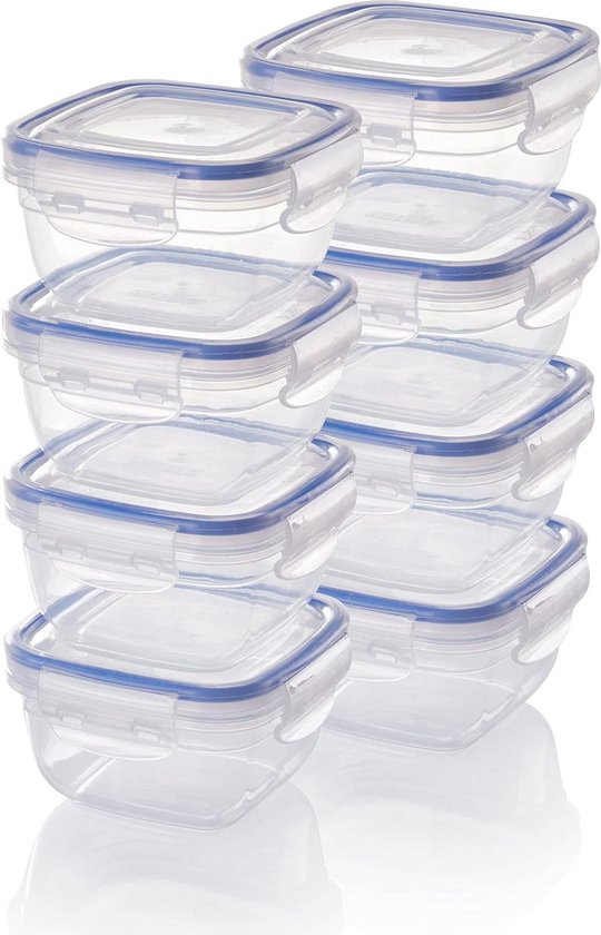 Plastic Food Storage Containers Set - Square Grizzly, 8x Stackable ...