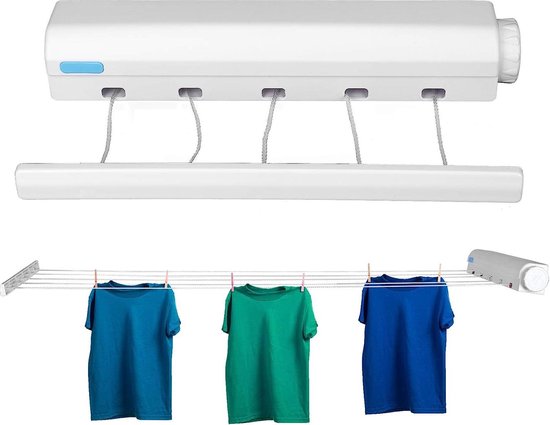 Retractable Drying Rack with Adjustable Rope for Wall Mounting and ...
