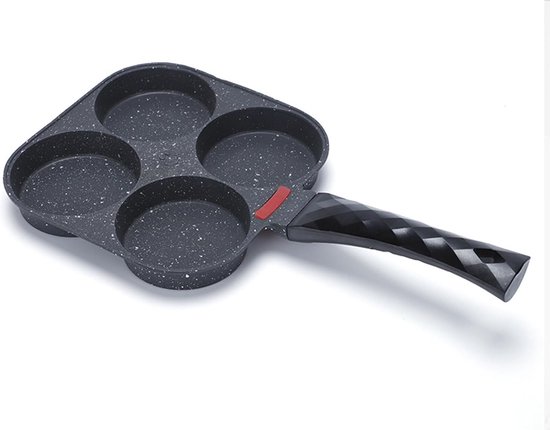 4-kops koekenpan, pannenkoekenpan voor inductie- en gaskookplaten ...