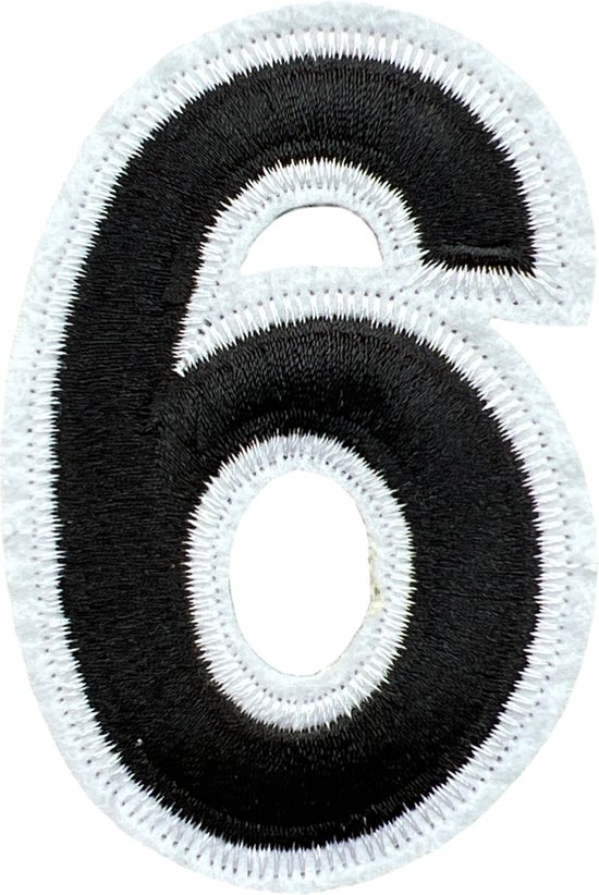 Cijfer Nummer 0 Tot 9 Strijk Emblemen Patch Zwart Wit Cijfer 6 / 5.6 cm ...