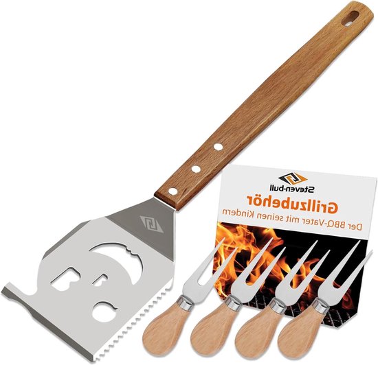 Barbecue Grillspatel 7-in-1 - Met 4 Mini-vorken - 44 cm Lang - Papa ...