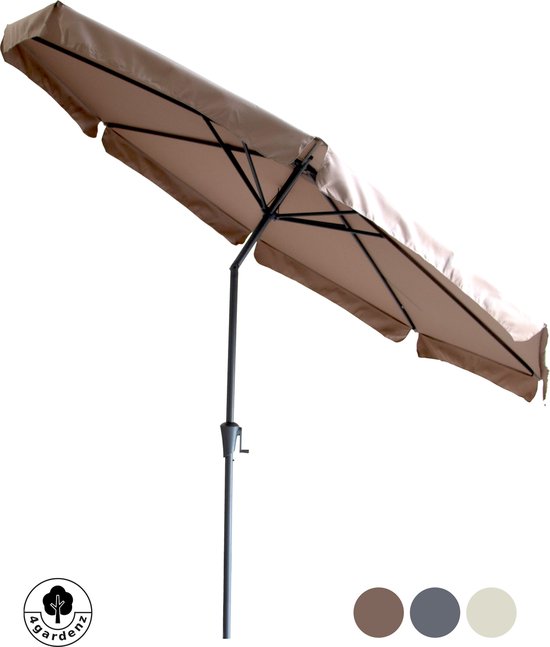 4gardenz® Parasol Rond 300 cm met Volant - Kantelbaar - Taupe | bol