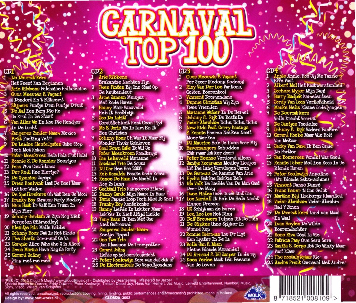 Various Artists - Carnaval Top 100 (4 CD), various artists | Muziek | bol