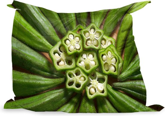 PillowMonkey zitzak - Close-up van een gesneden okra omringd door ...