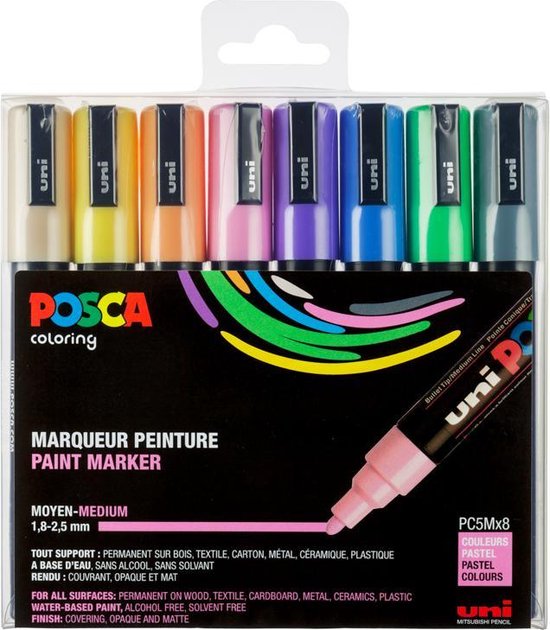 Uni Posca Stiften Pastel Colors PC5M 2.5 mm lijn | bol.com