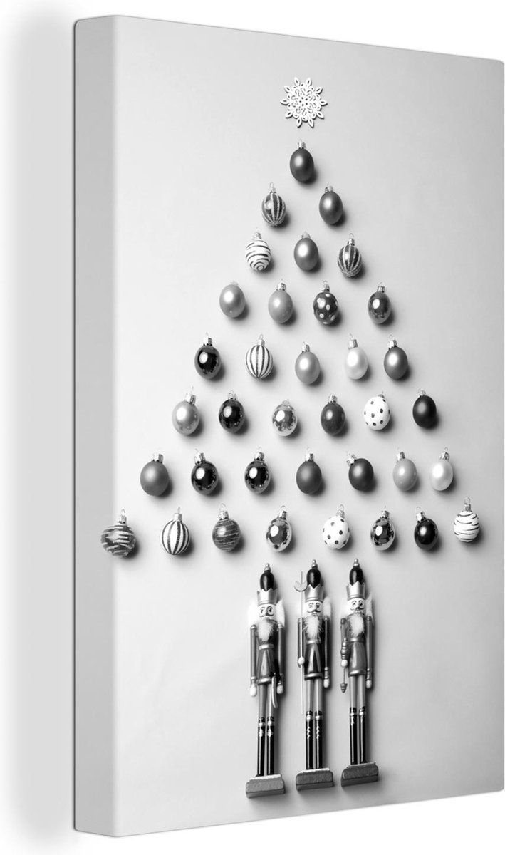 Tableau sur toile Un sapin de Noël fait de boules de Noël - noir et ...
