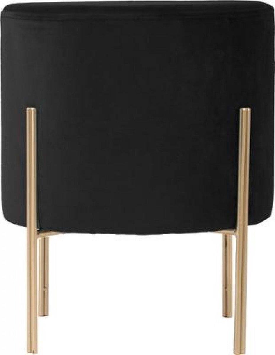 Poef Met Gouden Poten - Velvet - Zwart - Ø 34 cm | bol.com