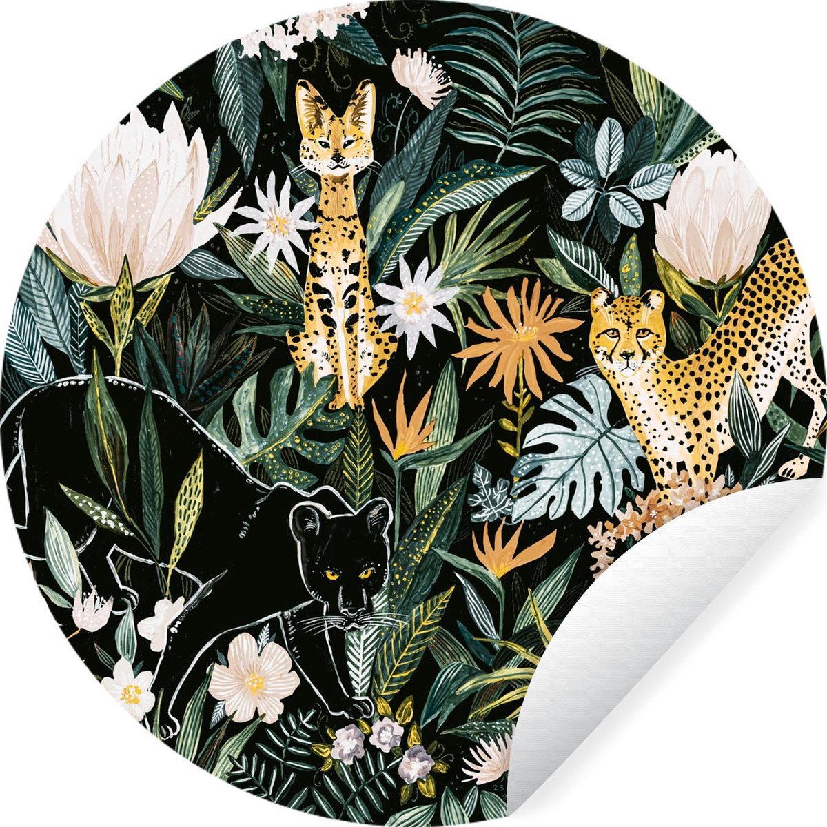 WallCircle - Muurstickers - Behangcirkel - Jungle - Panter - Luipaard - Planten -... | bol