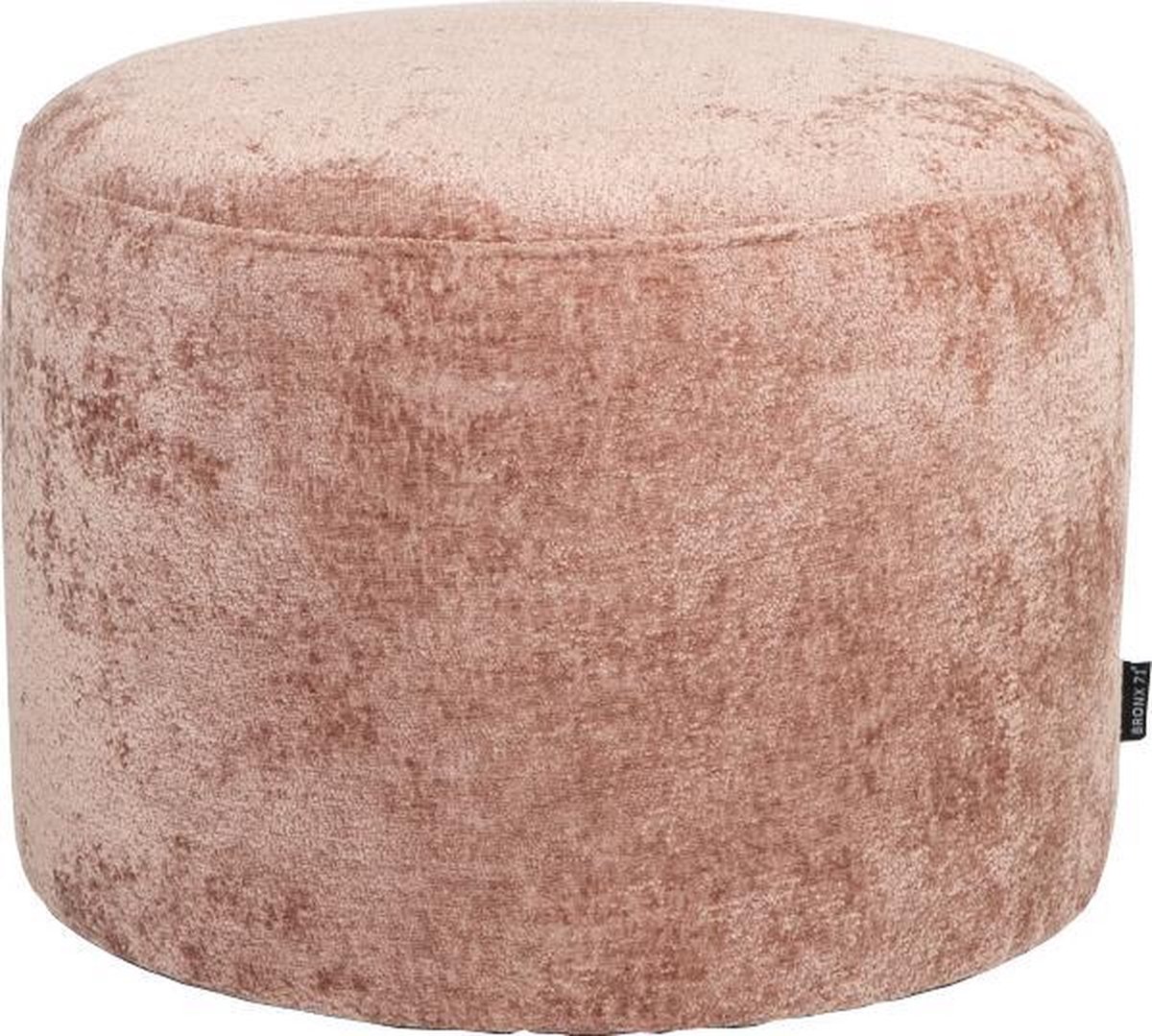 Poef chenille stof Juna roze - Poef rond - Hocker roze - Poef roze ...