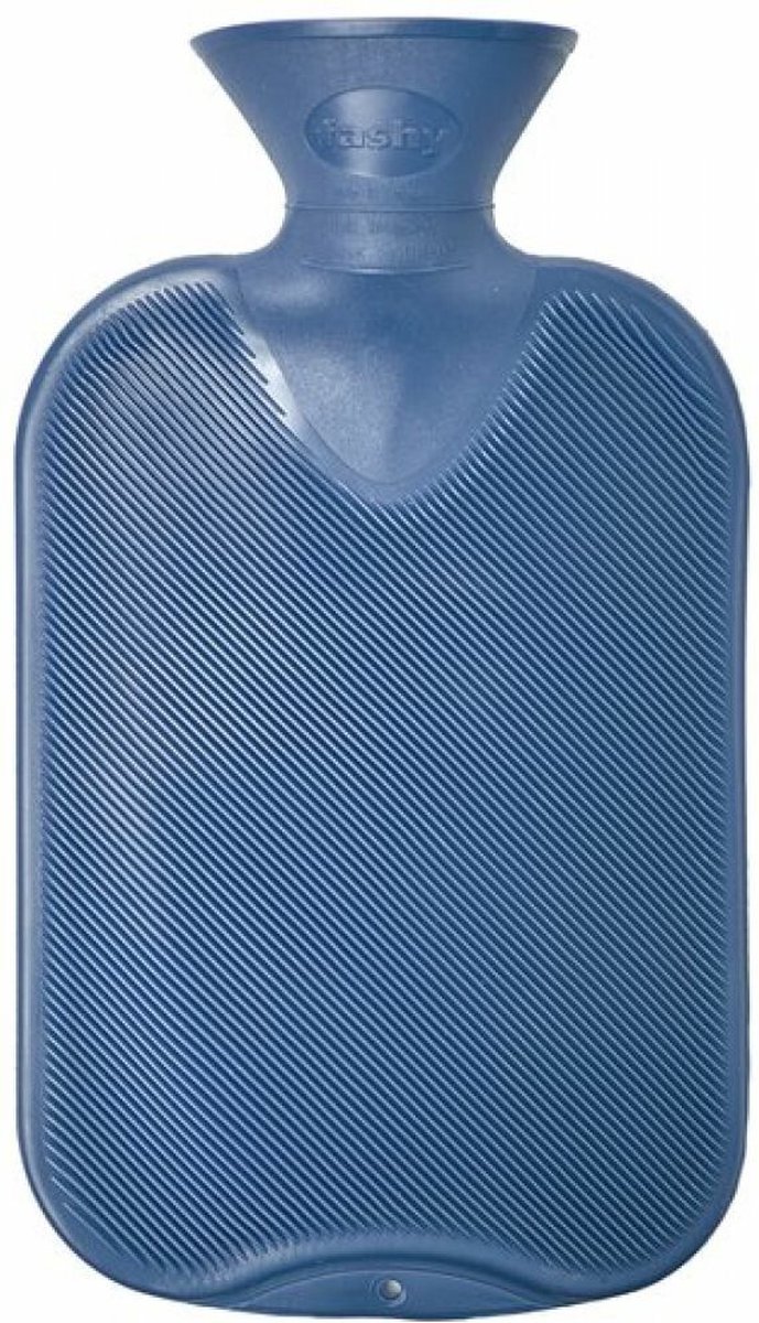 Fashy warm water kruik - enkelzijdig geribbeld - blauw - 2 liter | bol