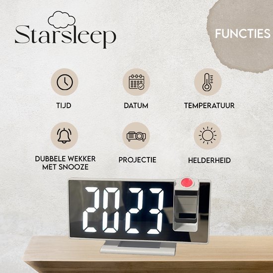 Starsleep - Digitale wekker met Projectie - Digitale Wekker - Digitale ...