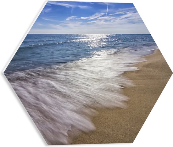 PVC Schuimplaat Hexagon - Zee - Strand - Zand - Golven - Schuim - 40x34 ...