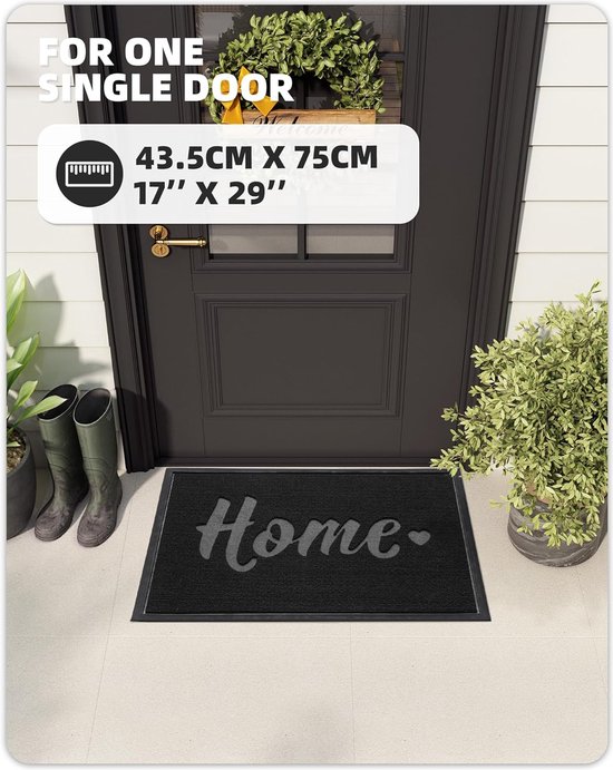 Deurmat voor buiten, 43,5 x 75 cm, wasbare deurmat voor buiten, deurmat ...