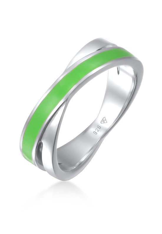 Elli Dames Ring Dames Wikkel Modern met wit Emaille in 925 Sterling ...