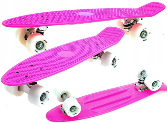 Kiamo Pennyboard – Mini Skateboard 57cm – Roze Deck met Witte Wielen – ABEC-5 – tot 100kg | bol