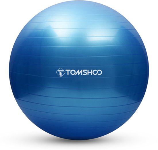 Yogabal explosieveilige fitnessbalansbal met luchtpomp blauw 45cm | bol