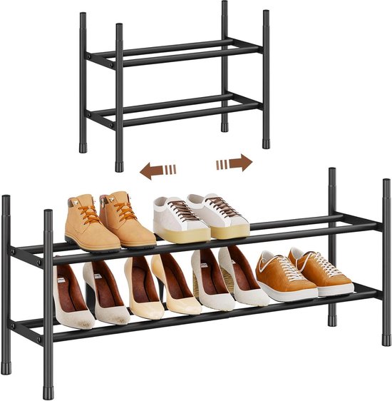 2-Tier Expandable Shoe Rack Stackable and Adjustable Shoe Organizer ...