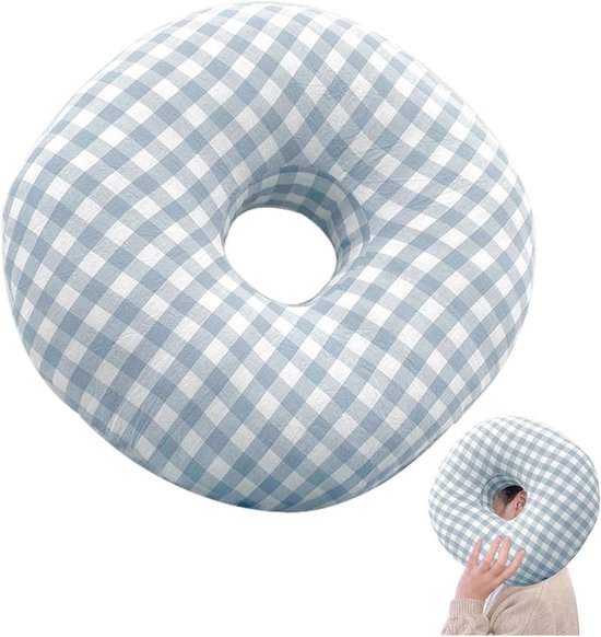 Allecto Plus Piercing cushion - Donut kussen met gat voor piercings - Blauw | bol