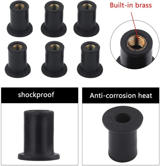 Allecto Plus - Rubber Well Nuts Set van 6 stuks M4 voor Windscherm ...