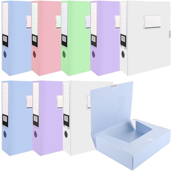 CYEER 10 stuks gekleurde plastic opbergdozen A4 opbergdozen 75 mm rug ...