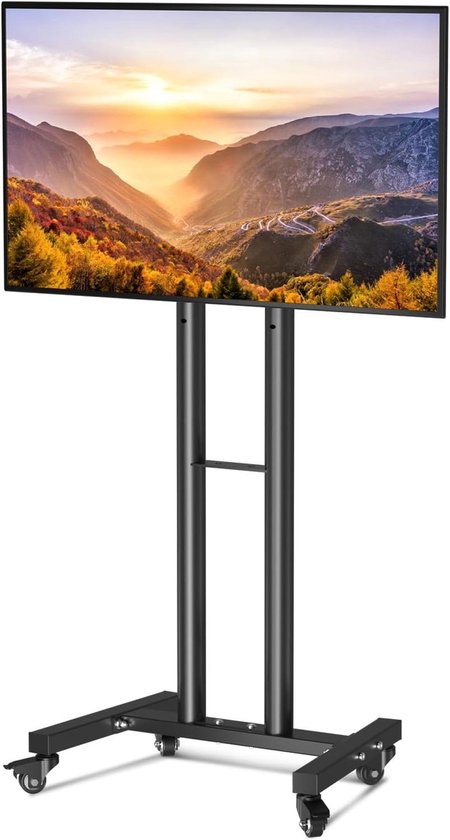 Mobile TV Stand on Wheels with Adjustable Height for 23-60 Inch Flat ...