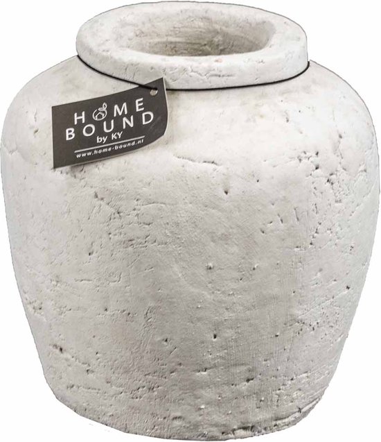HomeBound by KY | Aardewerk vaas wit | 14x14x14,5cm | vaas wit ...