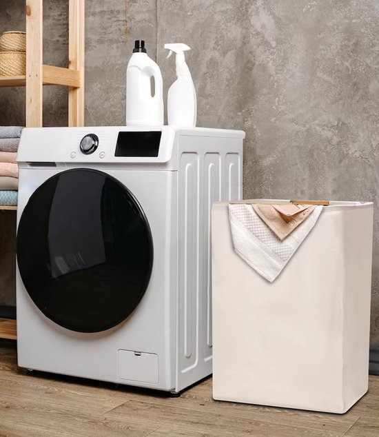 Wasmand, opvouwbare gevlochten Oxford-stof, wit, 40 x 60 x 30 cm ...