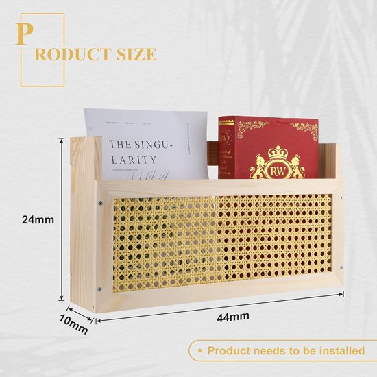 Krantenhouder wandrek 44 x 24 x 10 cm, tijdschriftenstandaard hout ...