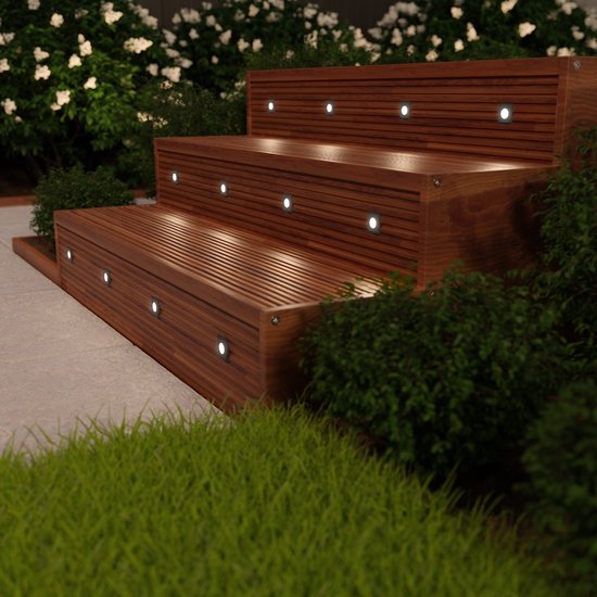 LED terrasverlichting vierkant - 6 x 6cm - 230V - Warm wit | bol