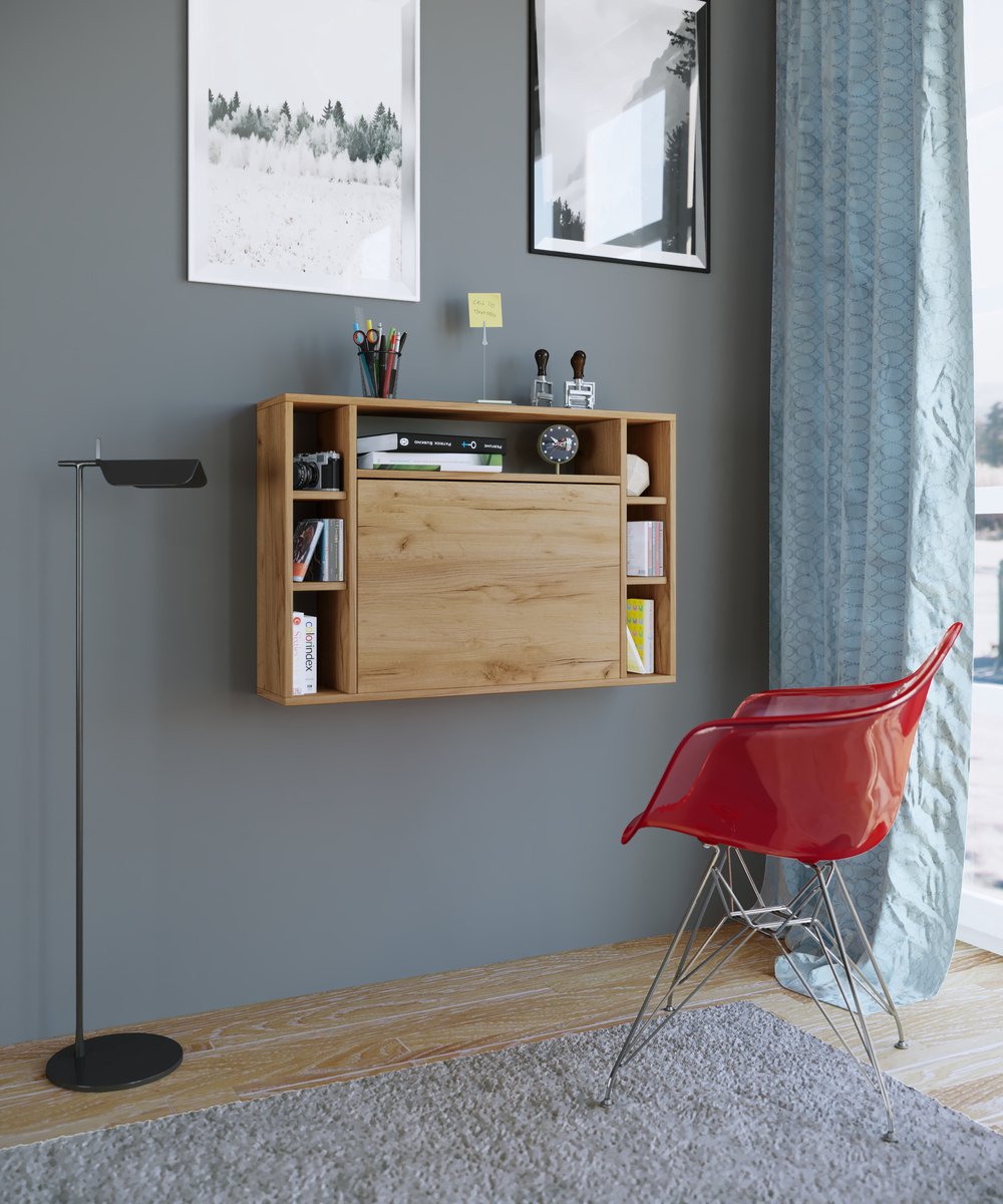 VCM Houten Opknoping Folding Desk Wand Desk Computer Tafel Lade Wandila Houten... | bol