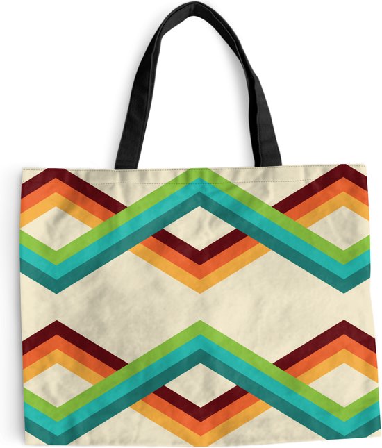 Schoudertas - Strandtas - Shopper Retro - Strepen - Design - Seventies ...