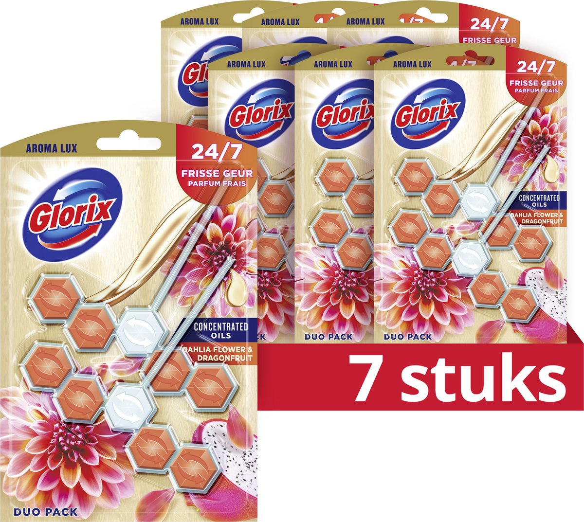 Glorix WC Blok - Dahlia Flower & Dragonfruit - 7 x 2 stuks ...