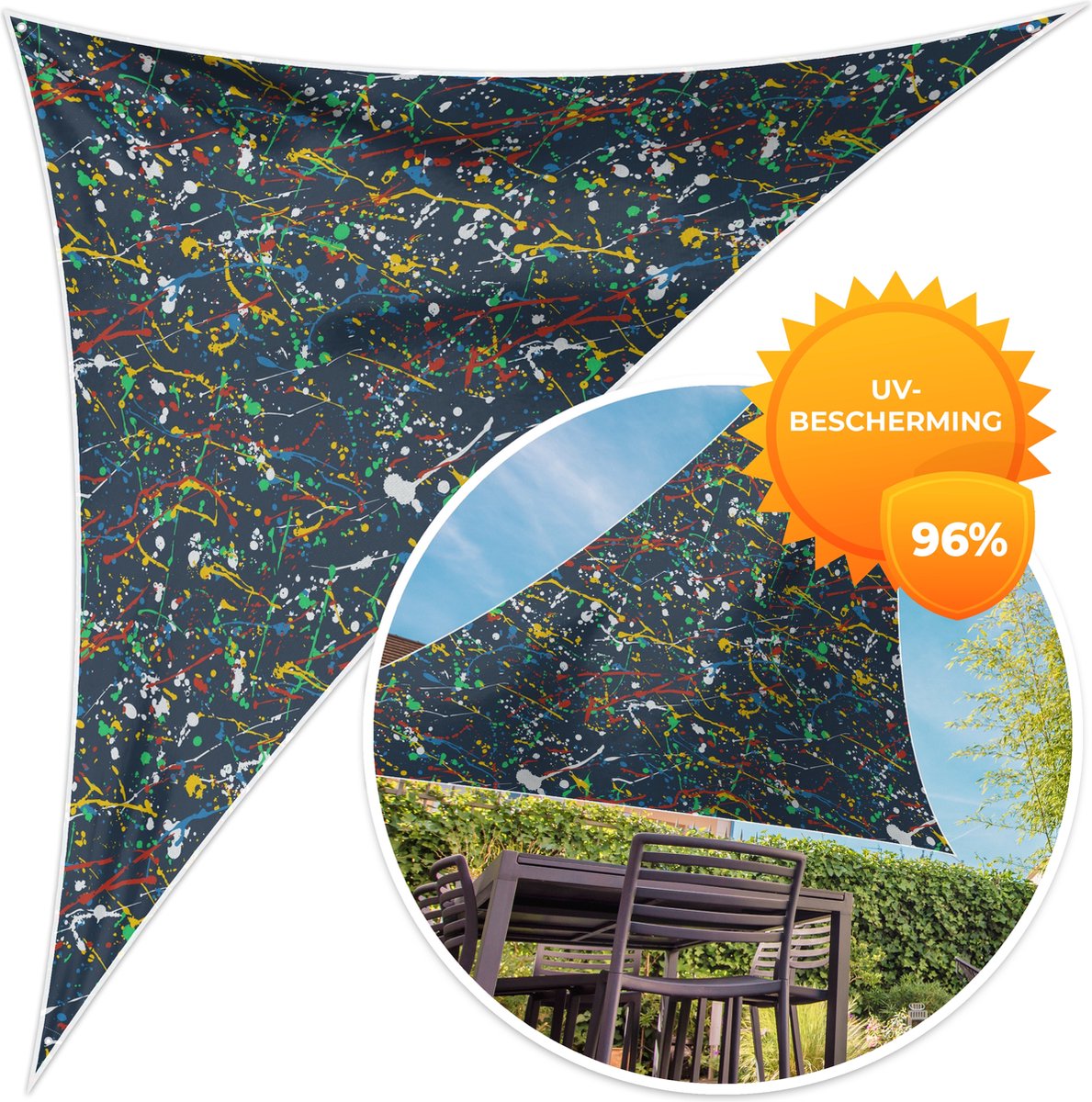 MuchoWow® - Schaduwdoek - Patroon - Verf - Spetters - 96% UV-bestendig ...