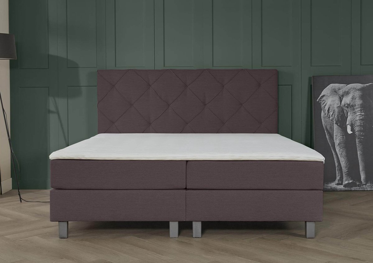 Boxspring Porto - 140x200 - Bruin - met gratis topper! | bol
