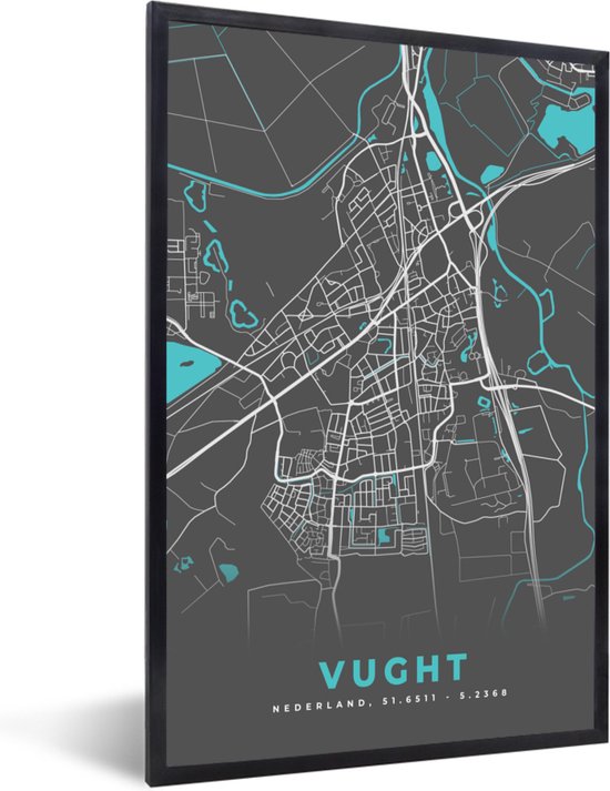Fotolijst incl. Poster - Vught - Stadskaart - Kaart - Plattegrond ...