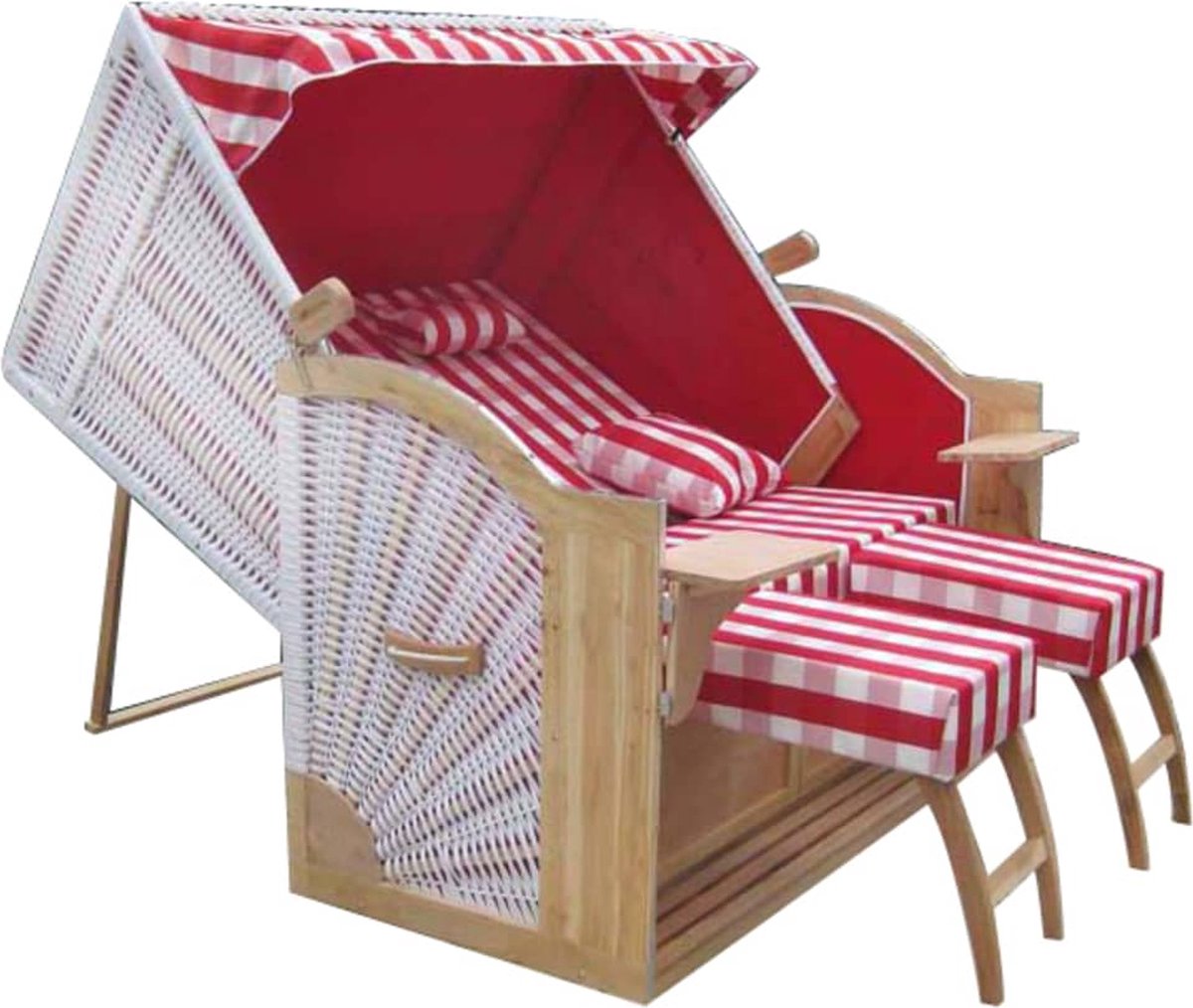 vidaXL Strandkorf Deluxe XL rood-wit 2 personen | bol.com