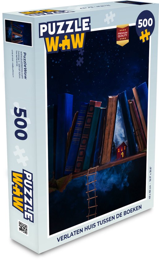 Puzzel Verlaten huis tussen de boeken - Legpuzzel - Puzzel 500 stukjes ...