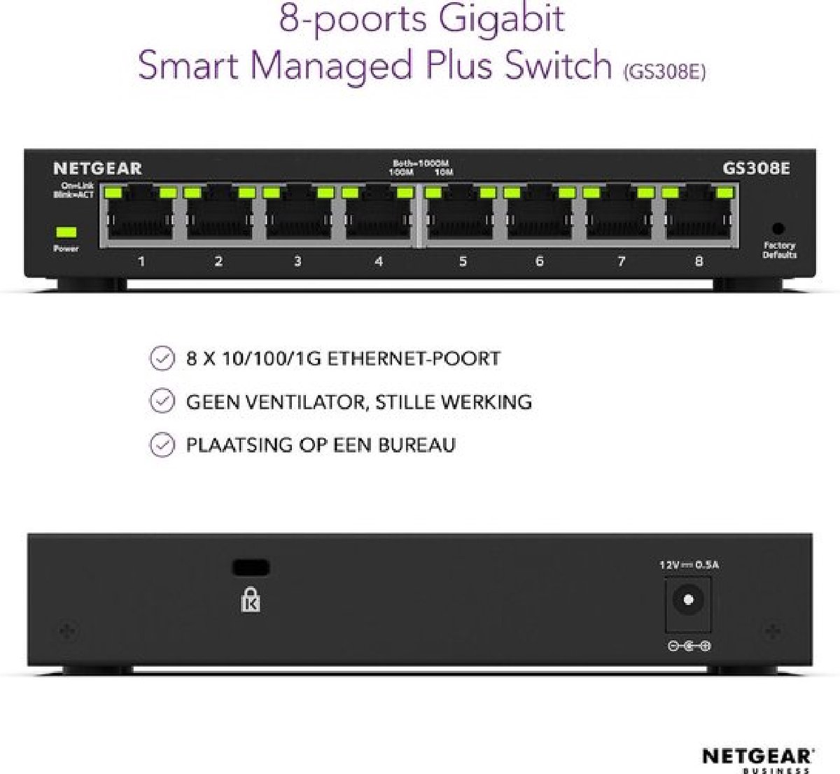 Netgear GS308E - Netwerk Switch - Smart Managed - 8 Poorten | bol.com