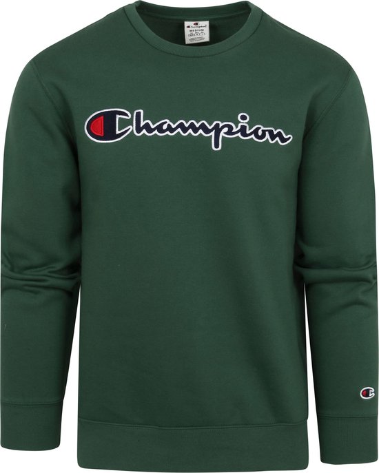 Champion - Sweater Script Logo Groen - Maat L - Regular-fit | bol.com