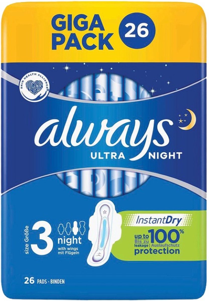 Always Ultra Night Maat 3 Maandverband met vleugels (8 x 26 stuks ...