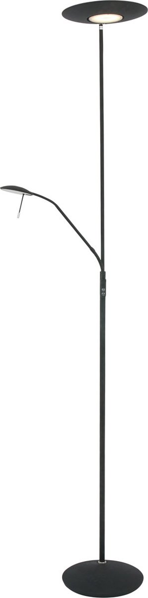 Vloerlamp met leesarm | 2 lichts | zwart | metaal | 185 cm | leeslamp ...