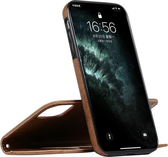 Mobiq - Magnetische 2-in-1 Wallet Case iPhone 14 Pro Max | Bruin | bol.com