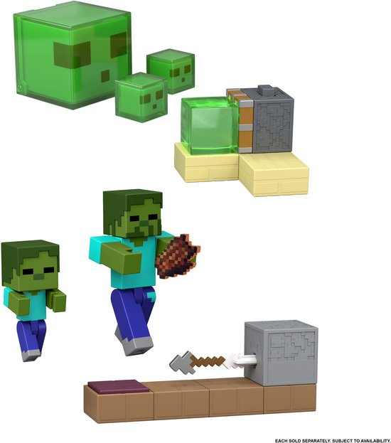 Mattel Minecraft actiefiguur Redstone Charged Sticky Piston Trap groen ...
