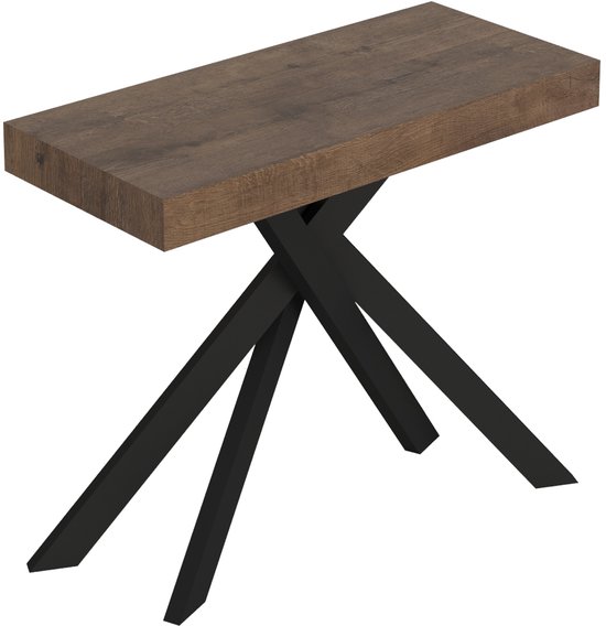 Uitschuifbare console 90x40/300 cm Saki walnoot antraciet poten | bol