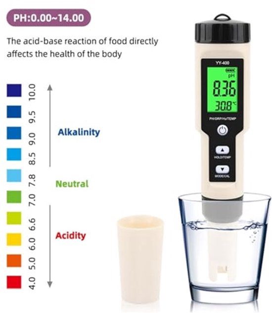 YY-400 4 in 1 Waterkwaliteit Tester - pH, ORP, H2 en Temperatuur | bol