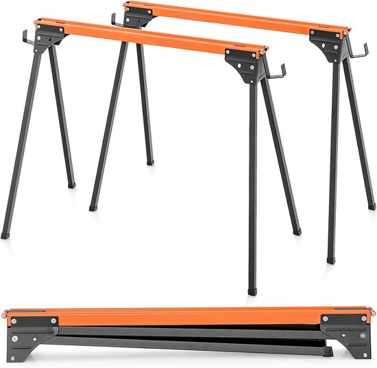 Set van 2 inklapbare zaagbokken - metalen werkbok tot 500 kg - ideaal ...