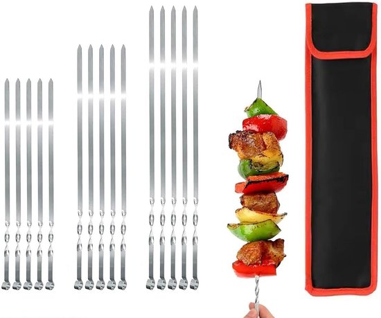 Set van 30 Extra Brede BBQ Spiesen RVS - 40 cm Lange Grillpennen | bol