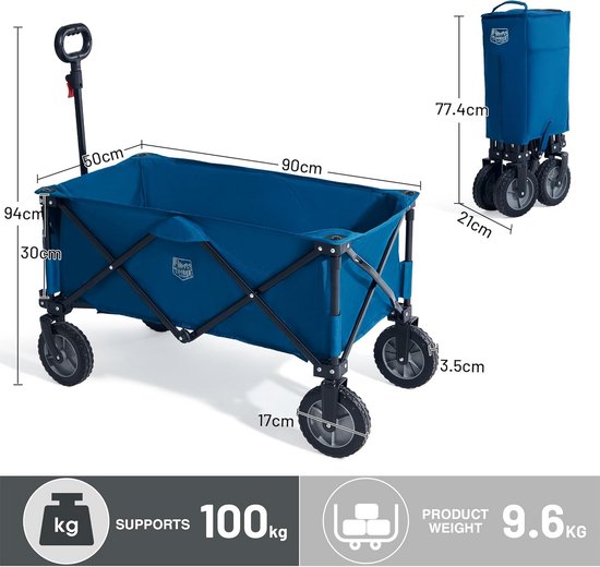 Grote opvouwbare bolderkar voor strand, tuin en camping - Draagvermogen ...